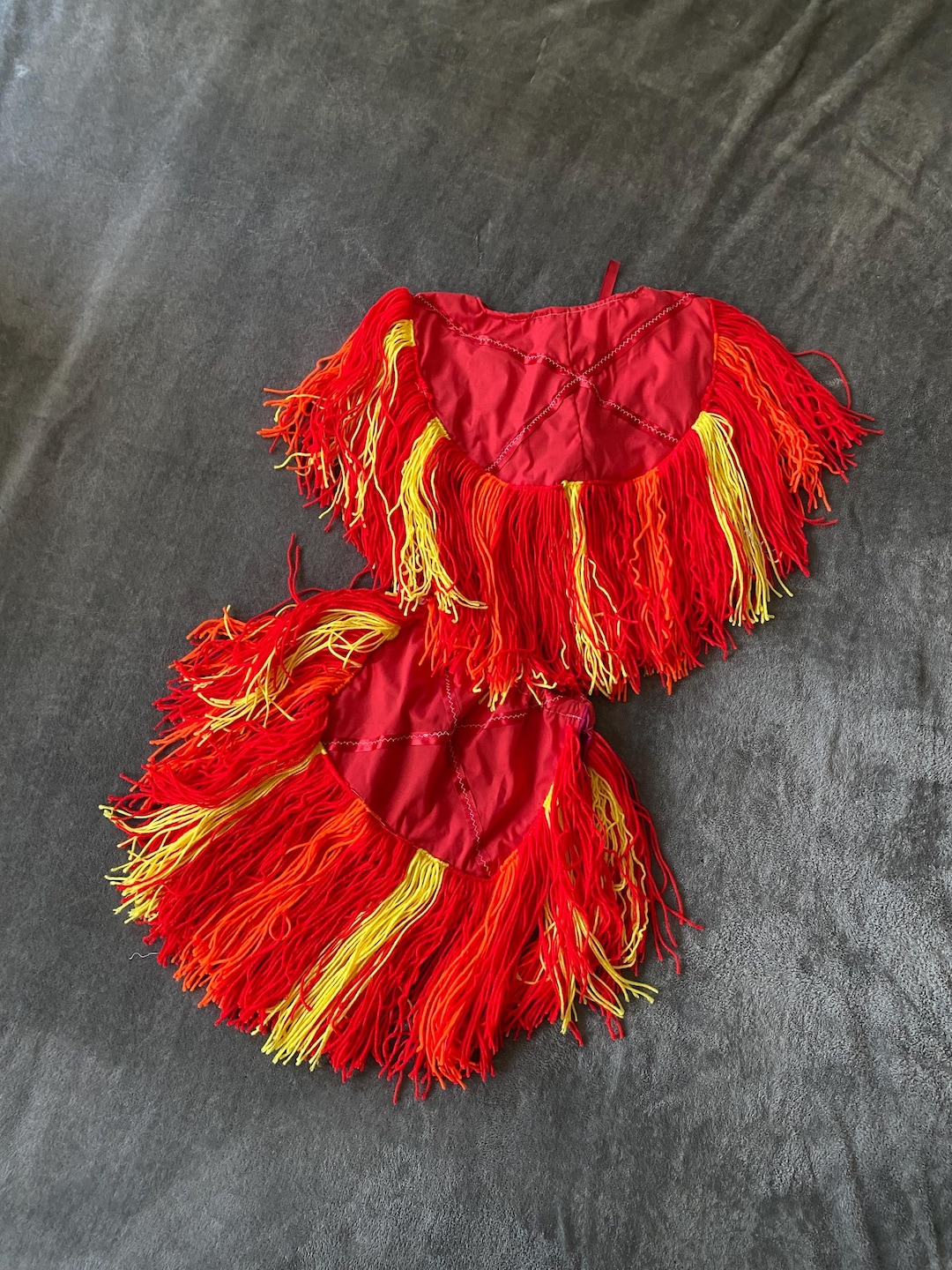 Red Yellow Boys Grass Dance Outfit - Handmade Native American Powwow ...