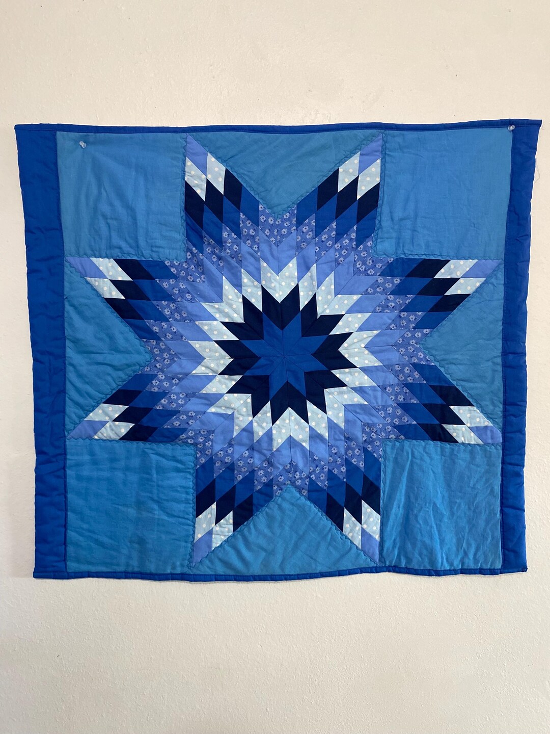 Blue Light Blue Baby Star Quilt - Handmade Native American Blanket - Etsy