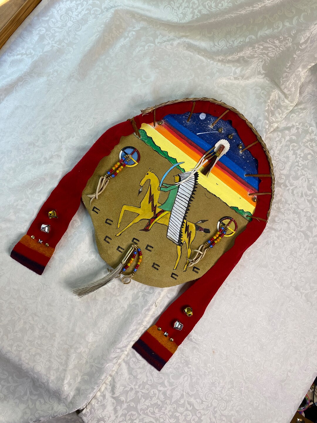 Riding Chief Painted War Shield Handmade Native American Ledger Art - Etsy