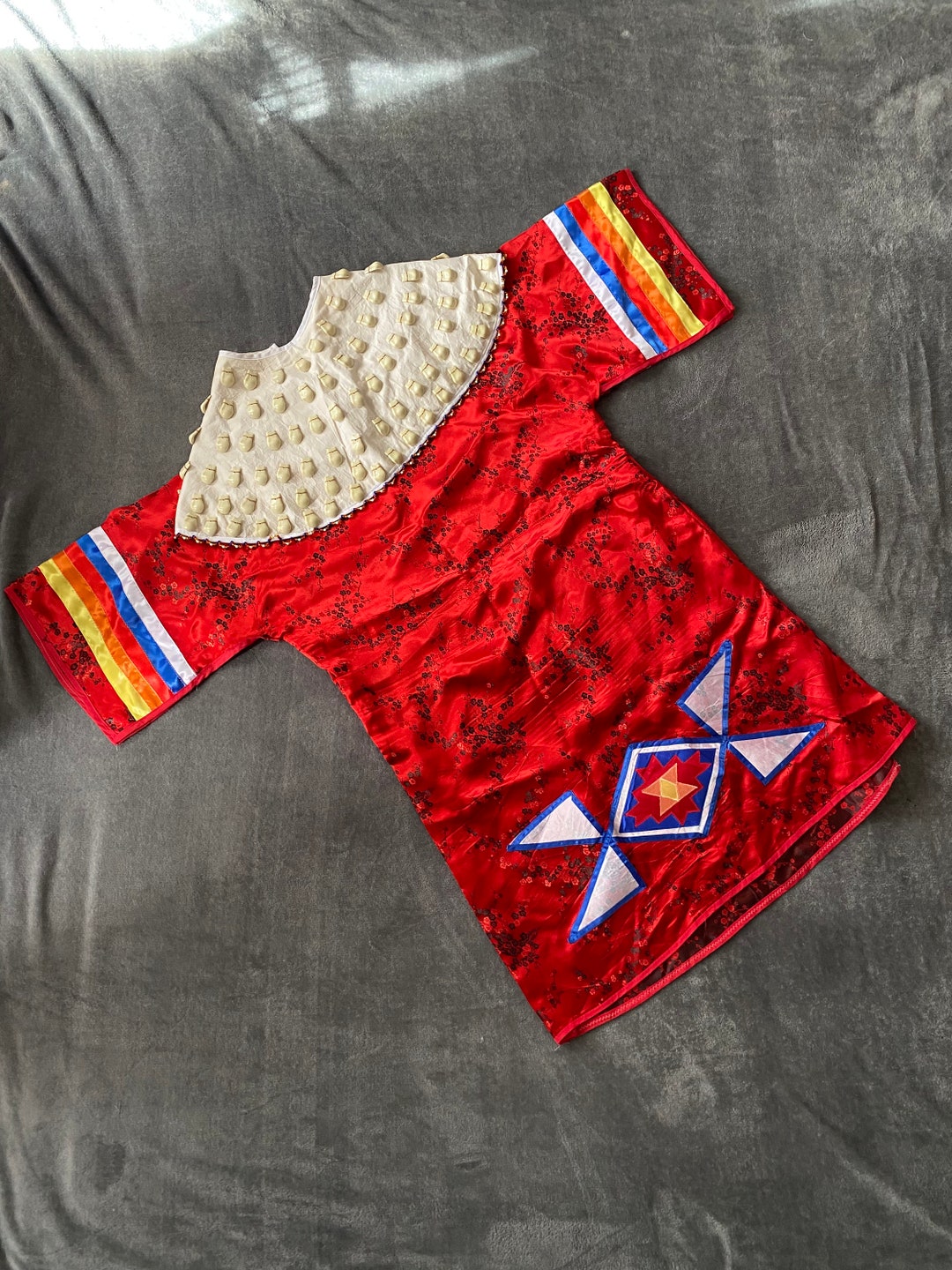 Adult Size Red Appliqué Traditional Elk Tooth Dress W Shawl - Etsy