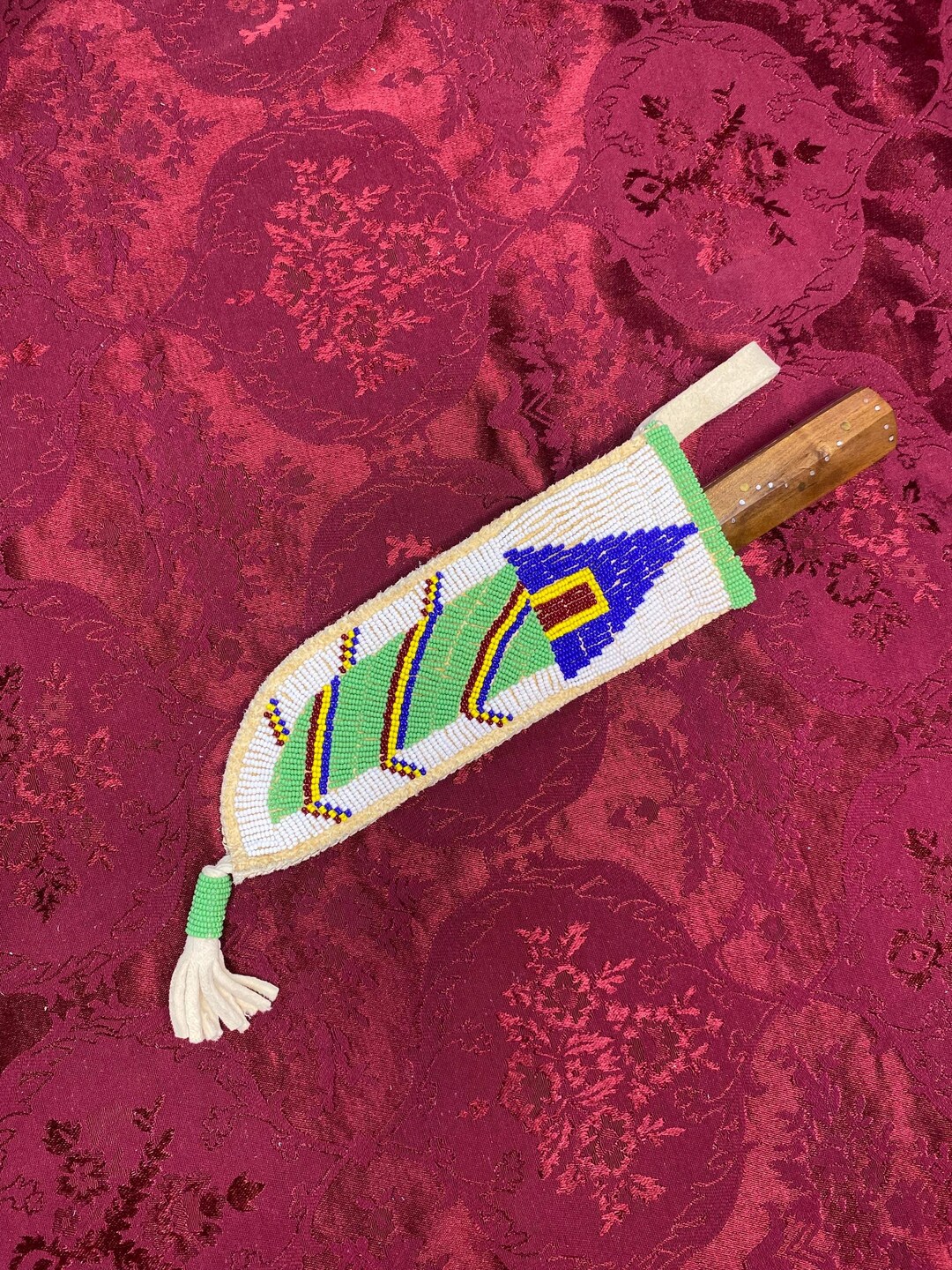 Fully Beaded Geometric Design Knife Sheath Handmade Native American ...