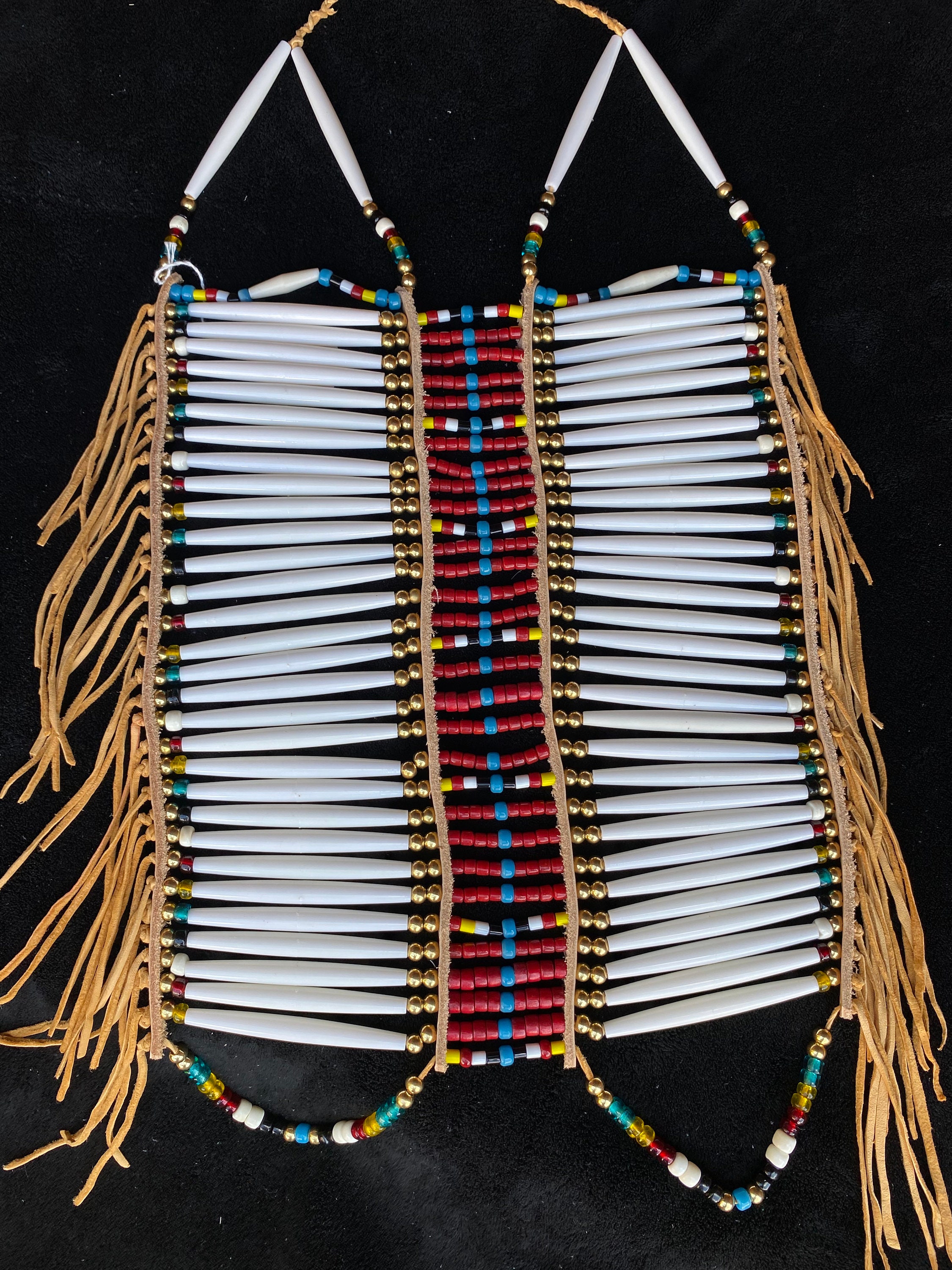 Men’s Beaded Bone Breastplate - Handmade Native American Powwow Regalia ...