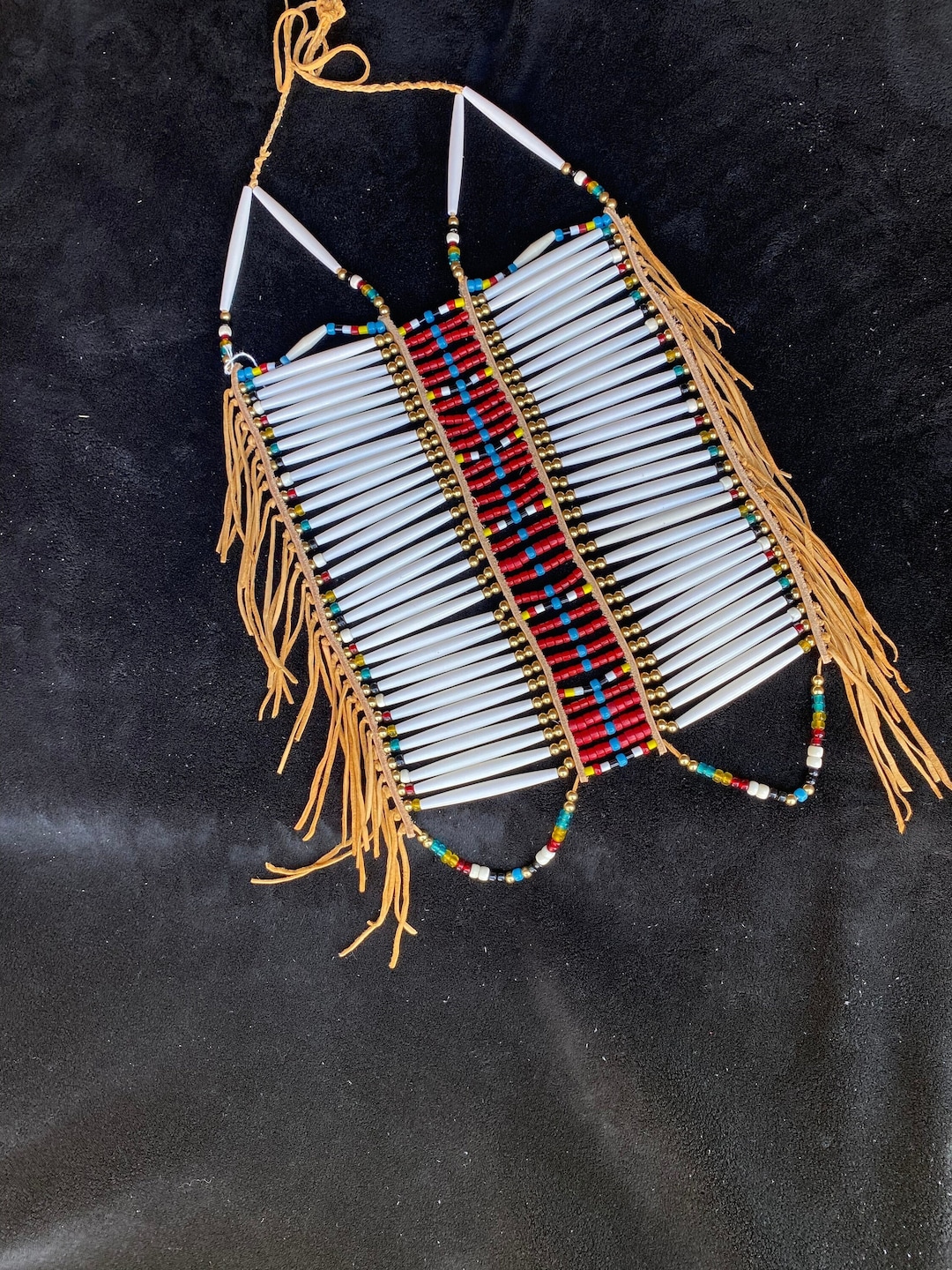 Men’s Beaded Bone Breastplate - Handmade Native American Powwow Regalia ...