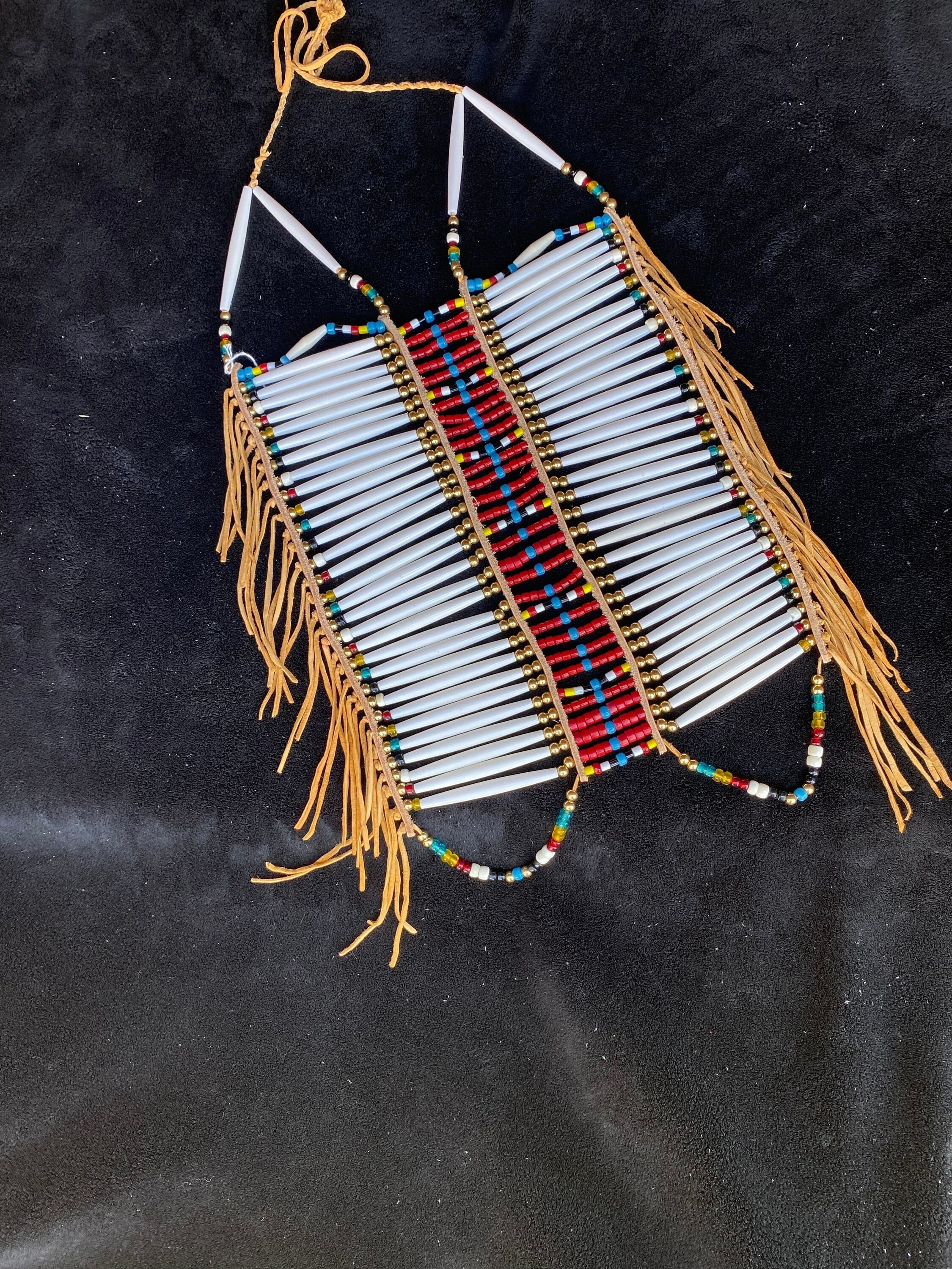 Men’s Beaded Bone Breastplate - Handmade Native American Powwow Regalia ...