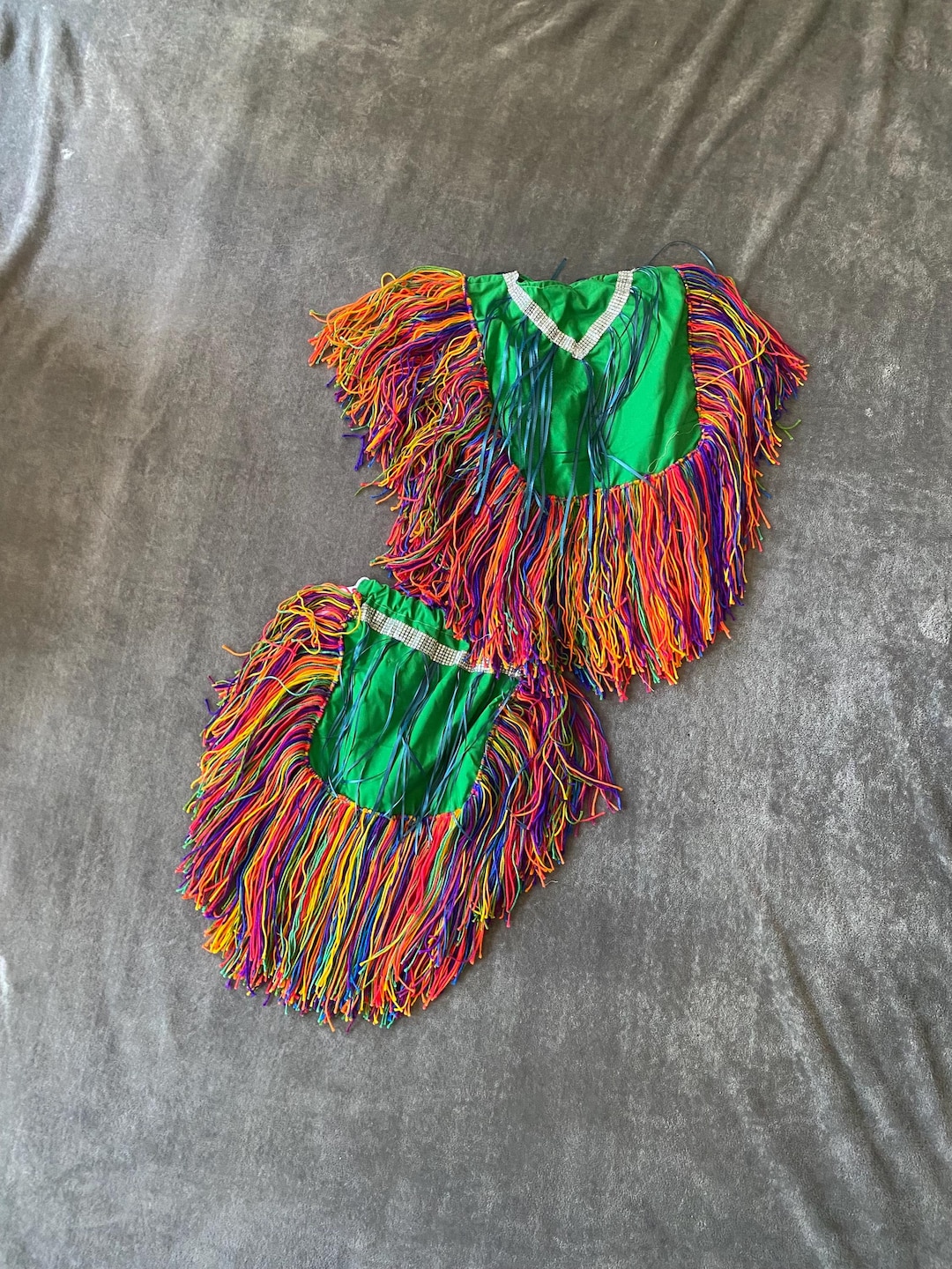 Green Boys Grass Dance With Fringe Outfit - Handmade Native American ...