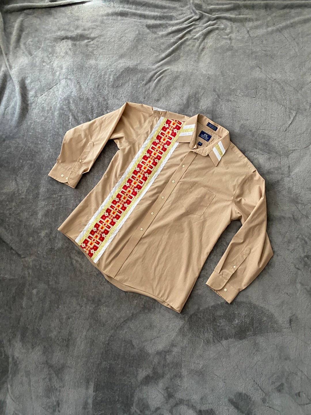 Tan Mens Ribbon Shirt Handmade Native American Clothing - Etsy