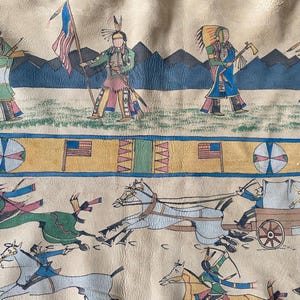 Warriors in Battle Ledger Art Hide Painting by Frank Shortey - Native ...