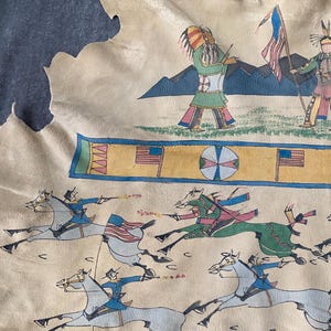 Warriors in Battle Ledger Art Hide Painting by Frank Shortey - Native ...