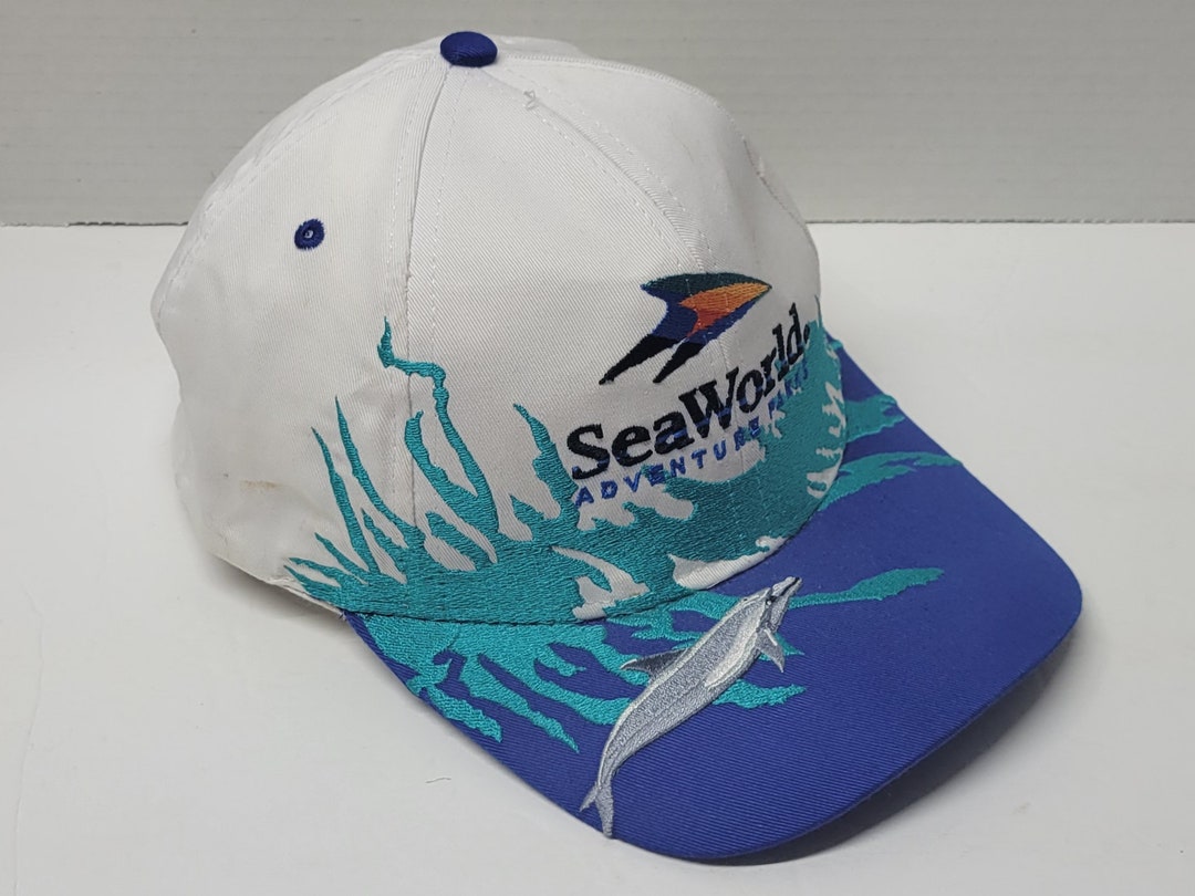 Vintage 1990s Sea World Adventure Parks Snapback Hat Dolphin Splash ...