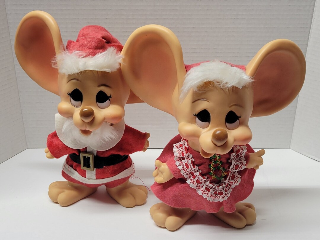 Vintage 1980s Christmas Mice Figures Plastic Huron Products Mr and Mrs ...