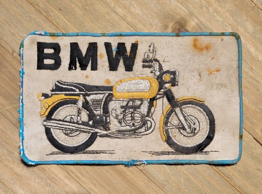 Vintage 1970s Distressed BMW Motorcycle Back Patch 8.5" X 5 ...