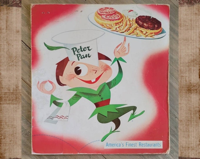 Vintage 1959 Peter Pan Restaurant Menu Cartoon Graphic Diner ...