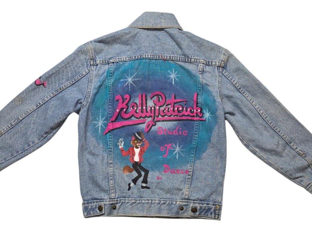 Vintage Kids 1980s Denim Jacket Air Brushed Hand Painted OOAK Dance ...