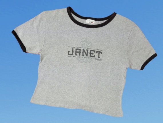 Vintage 1990s Jensen Janet Jackson Crop Top Ringer Ts… - Gem