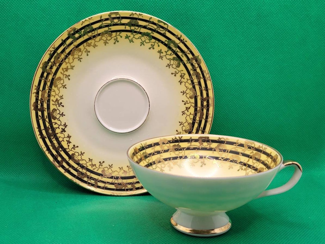 Vintage Hansel Porcelain Tea Cup and Saucer White Gold Floral - Etsy