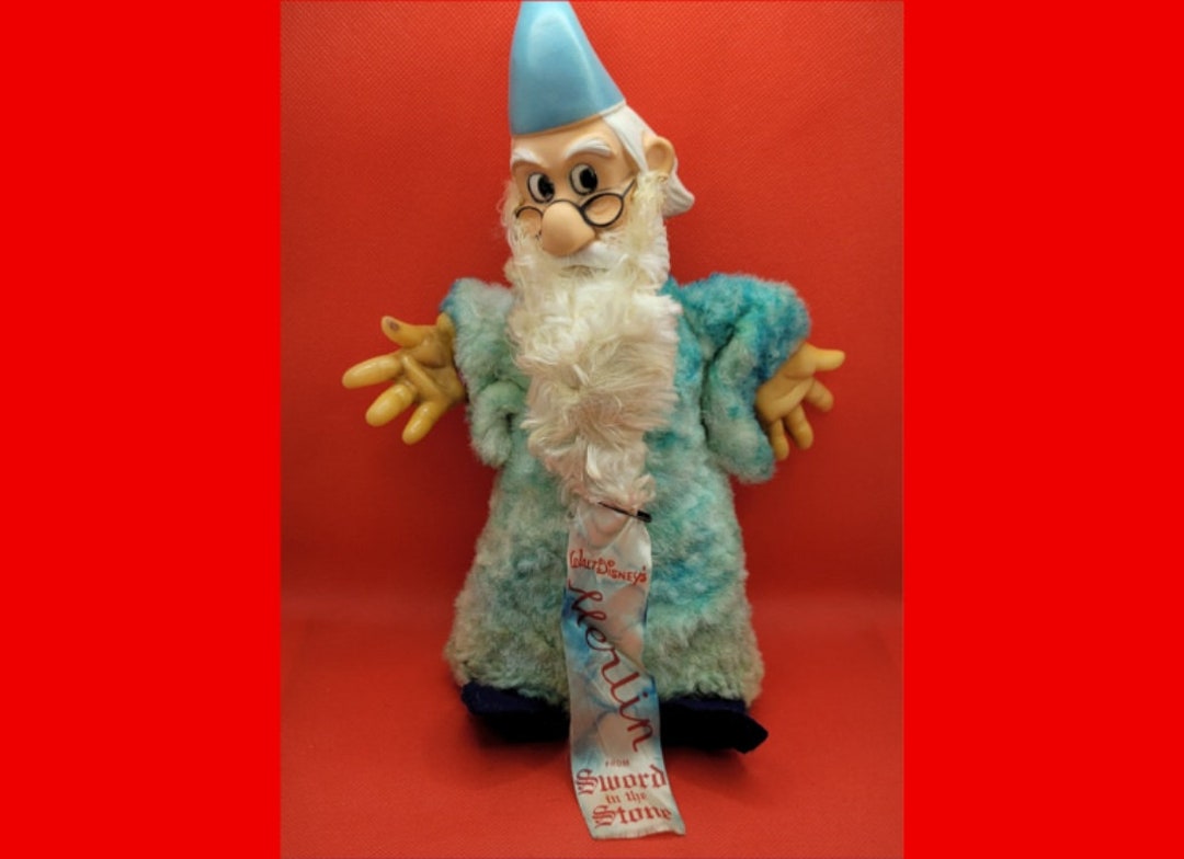 Vintage 1960s Gund Mfg Sword in the Stone Plush Merlin Sorcerer Stuffed ...