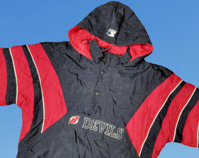 Vintage 1990s Starter New Jersey Devils Jacket NHL Hockey Hooded ...