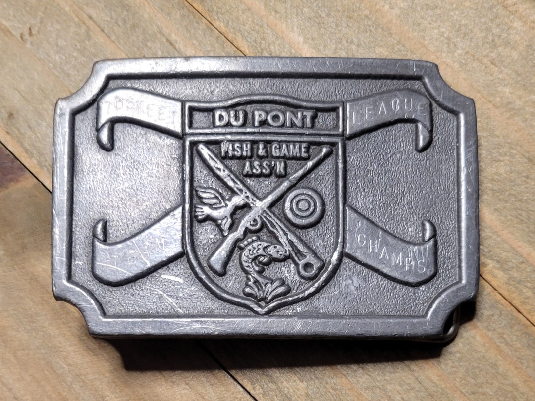 Vintage 1976 Dupont Fish and Game Belt Buckle Pewter Skeet Team League ...