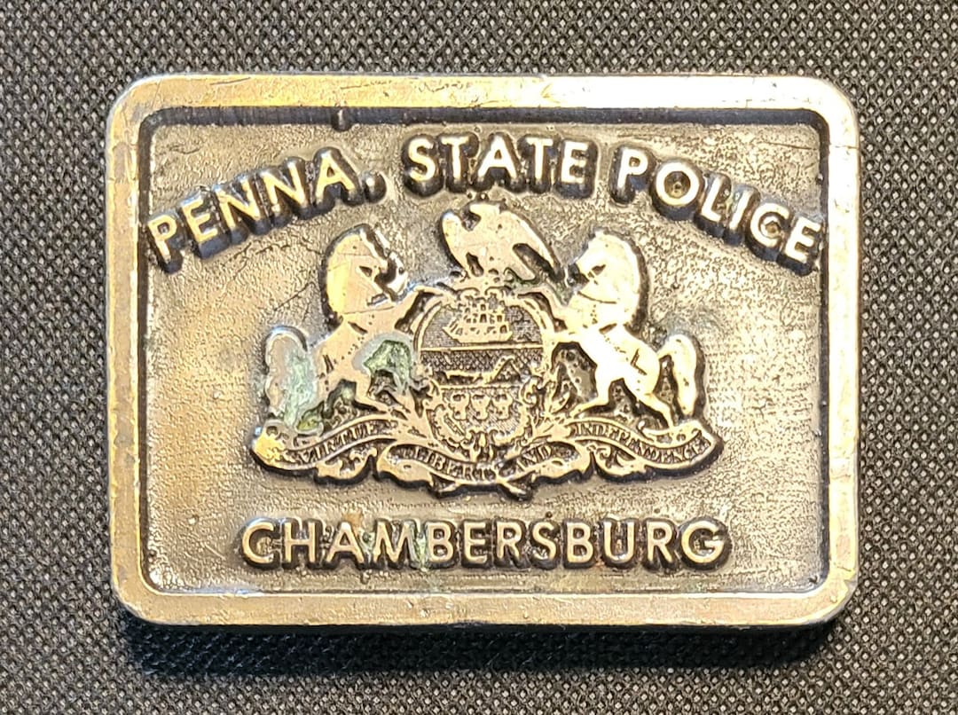 Vintage 1980s Pennsylvania State Police Belt Buckle Brass Chambersburg ...