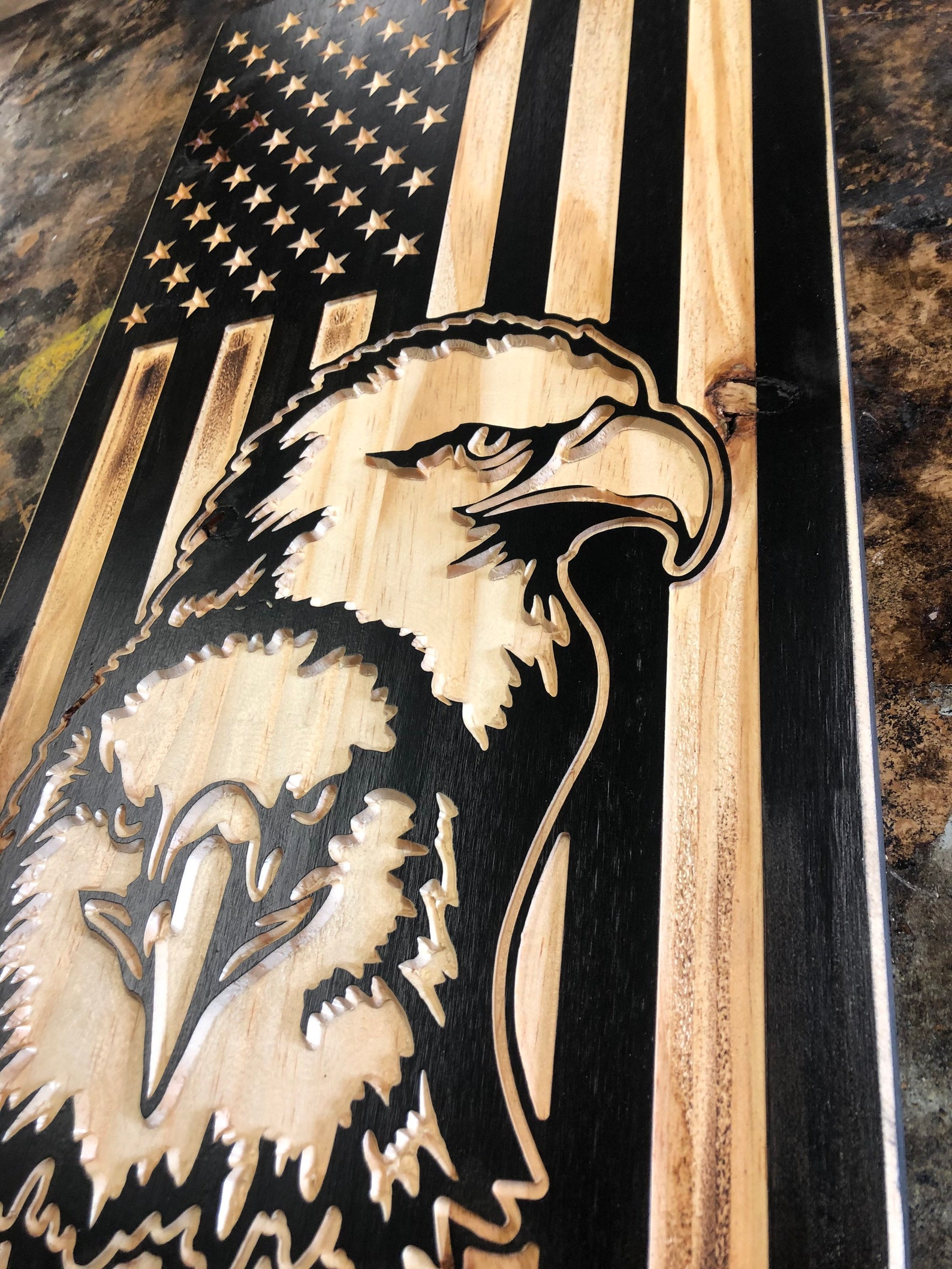 American Flag Eagle CNC American Flag | Etsy
