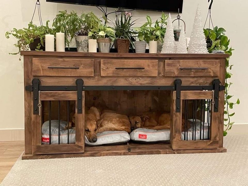 Custom Dog Kennel Crate - Rustic Country Chic Modern Mid Century Double ...