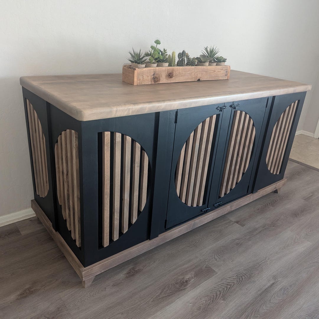 Unique Modern Double Dog Kennel - Mid Century Modern Cabinet Crate - Etsy
