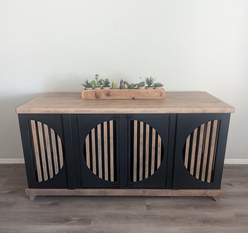 Unique Modern Double Dog Kennel - Mid Century Modern Cabinet Crate - Etsy