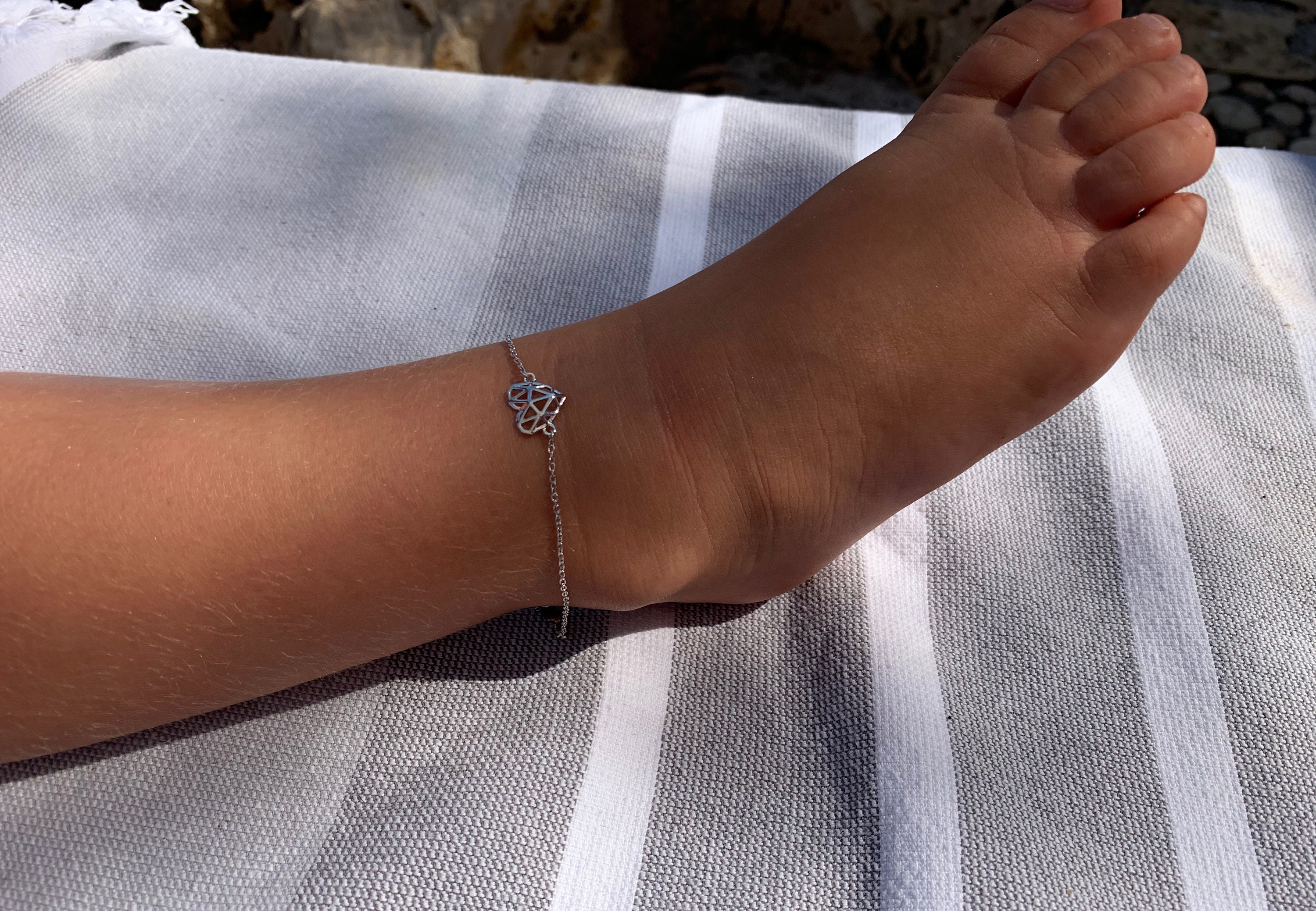 Geo-heart Bracelet /mini Heart Bracelet/sterling Silver - Etsy