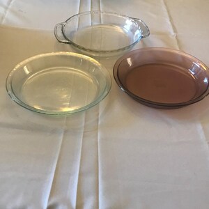 Pie Baking Plate Dish Lot of 3 Vintage Pyrex and Anchor Deep Dish ...