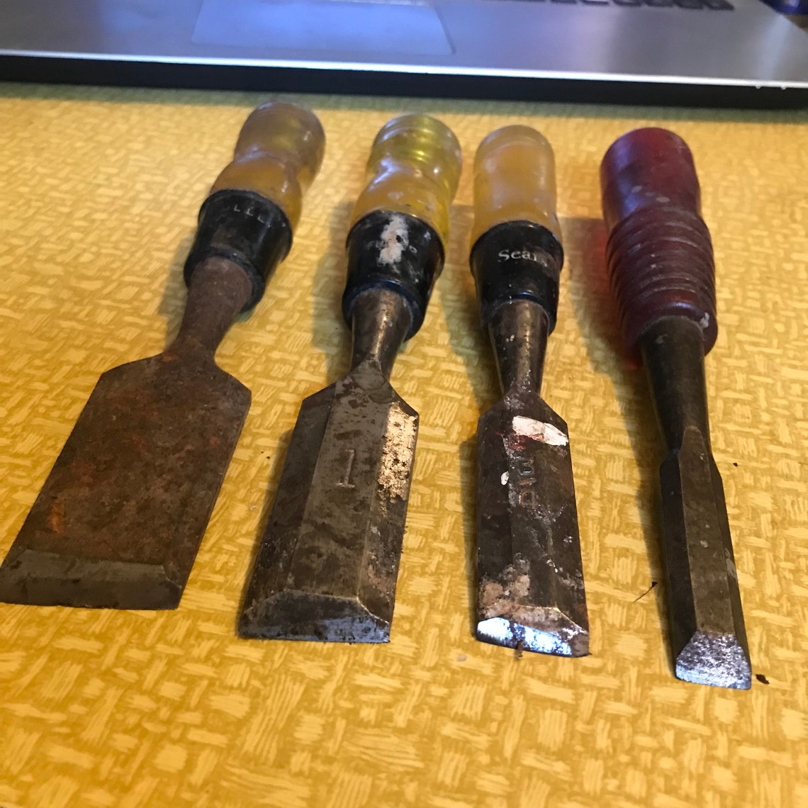 Vintage Wood Chisels Resin Handles Set of 4 Sears Fuller Etc. - Etsy