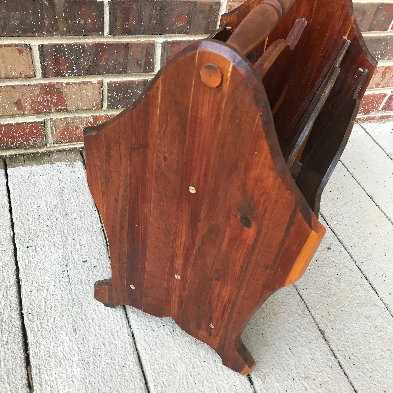 Vintage Wood Magazine Rack Handmade Large Sturdy I can | Etsy
