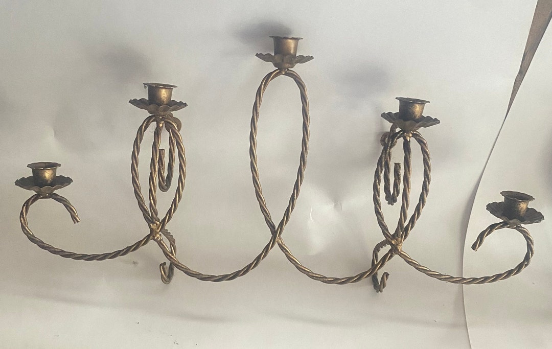 Gold Twisted Metal Candle Holder Wall Mount Vintage for 5 Candles - Etsy