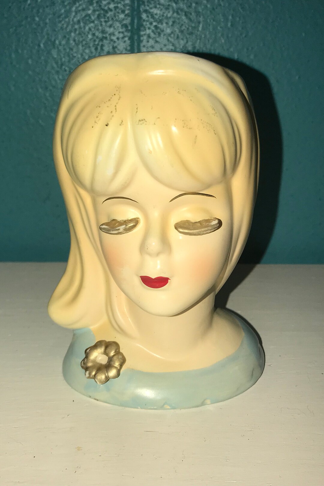 Inarco Head Vase Lady Blonde Hair E-30 Vintage Japan - Etsy