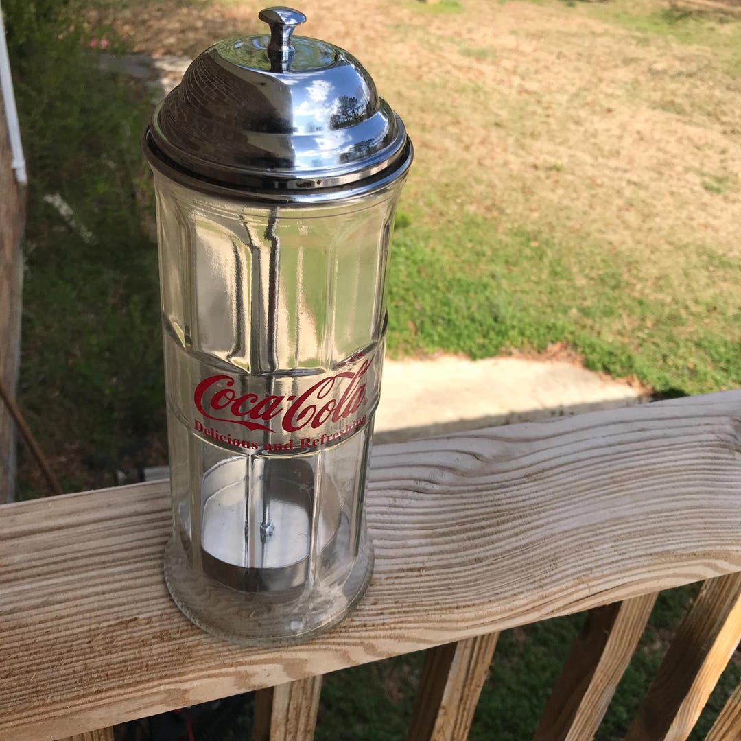Coca Cola Straw Holder Vintage Chrome and Glass - Etsy
