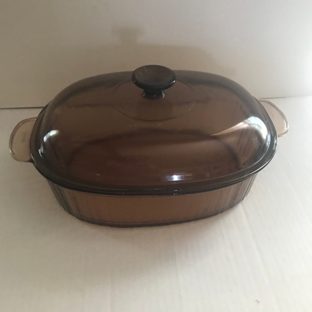 Oval Pyrex Vision Roasting Pan With Lid Amber Roasting Dish Large ...