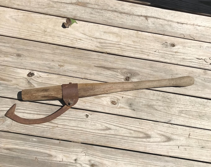 Antique Logging Tool Cant Hook With Wood Handle Peavey Log Rolling Tool ...