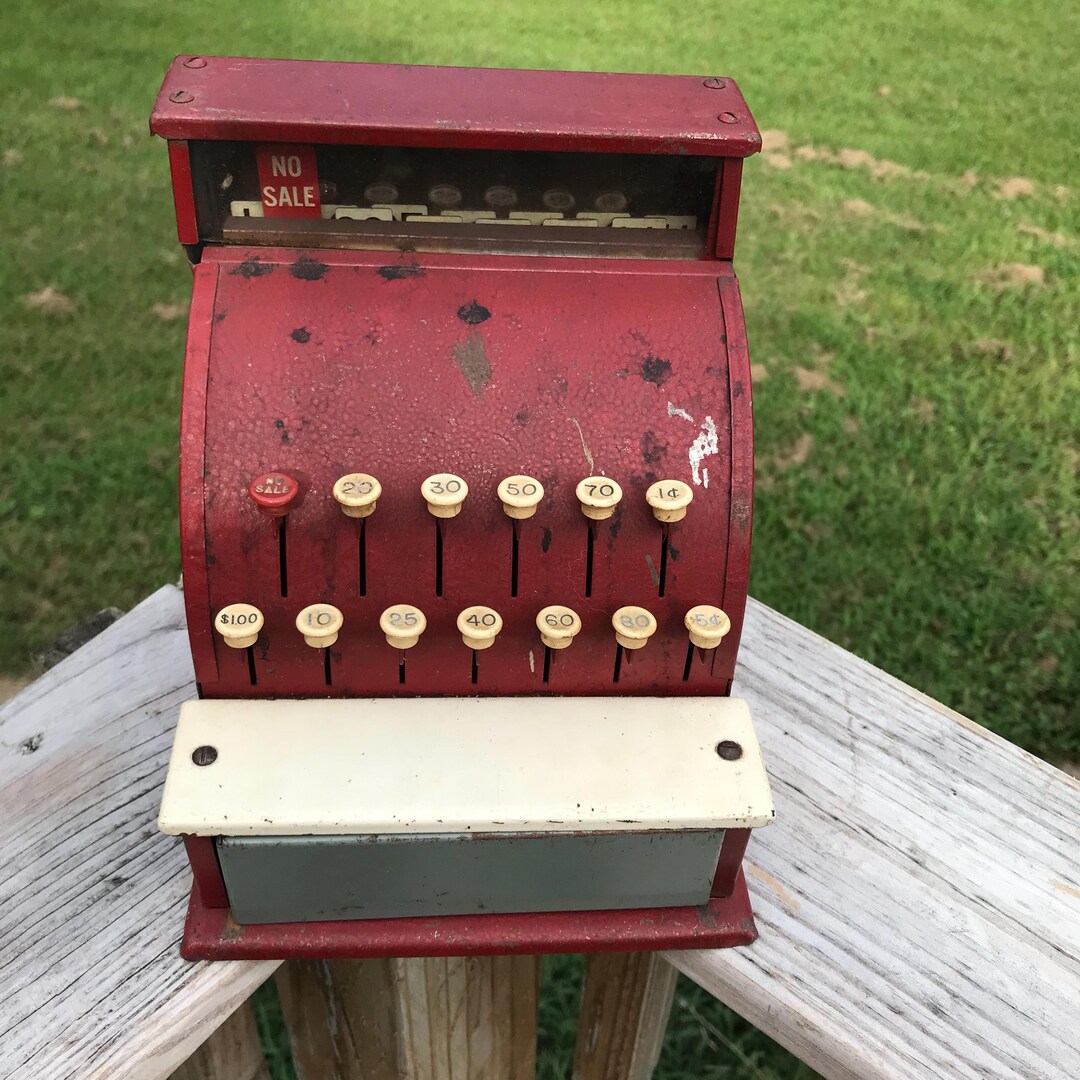 Tom Thumb Metal Cash Register Red Mid Century Vintage (1940s or 1950s ...