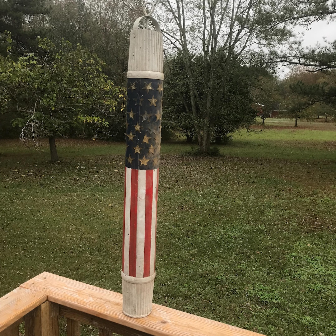 Antique Water Well Draw Bucket Cylinder Patriotic Decor**reduced 25 ...