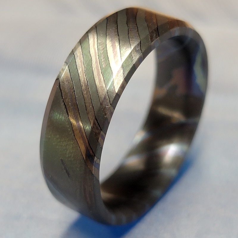 Titanium Damascus Ring - Etsy