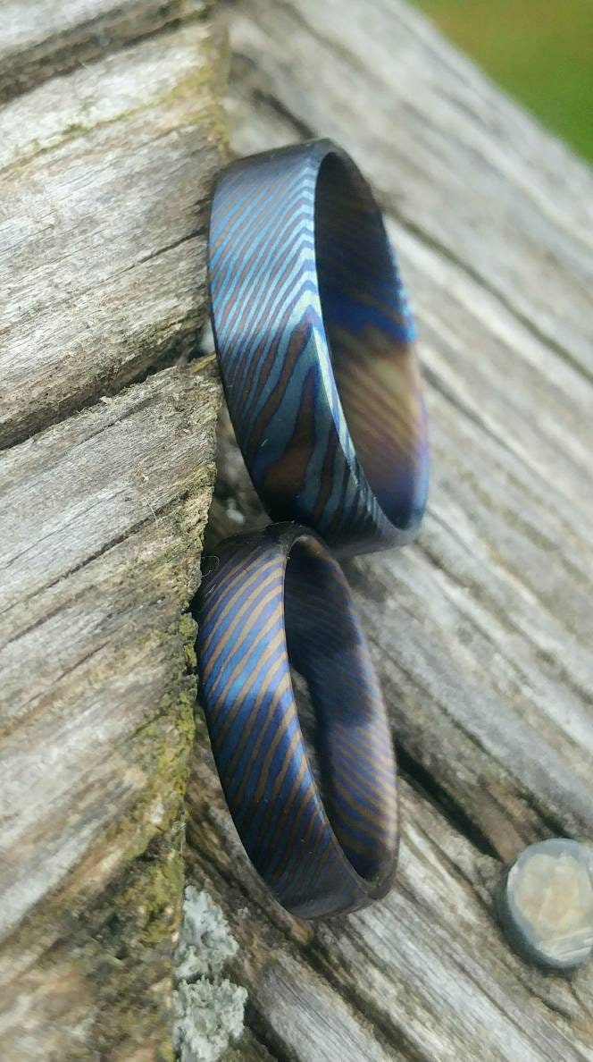 Timascus Wedding Ring Set His and Hers|fire Finish|viking Ring Set ...