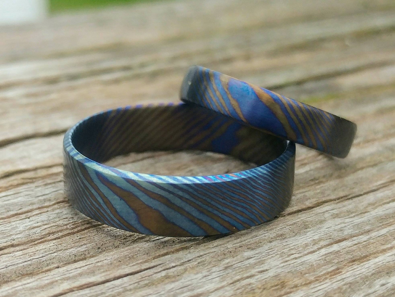 Timascus Wedding Ring Set His and Hers|fire Finish|viking Ring Set ...