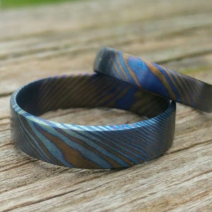 Timascus Wedding Ring Set His and Hers|fire Finish|viking Ring Set ...