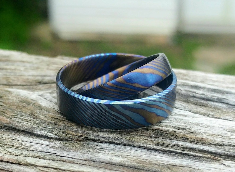 Timascus Wedding Ring Set His and Hers|fire Finish|viking Ring Set ...