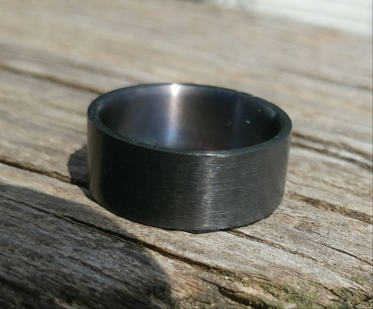 Pure Zirconium Flame Anodized Ring Black Outside Rainbow - Etsy
