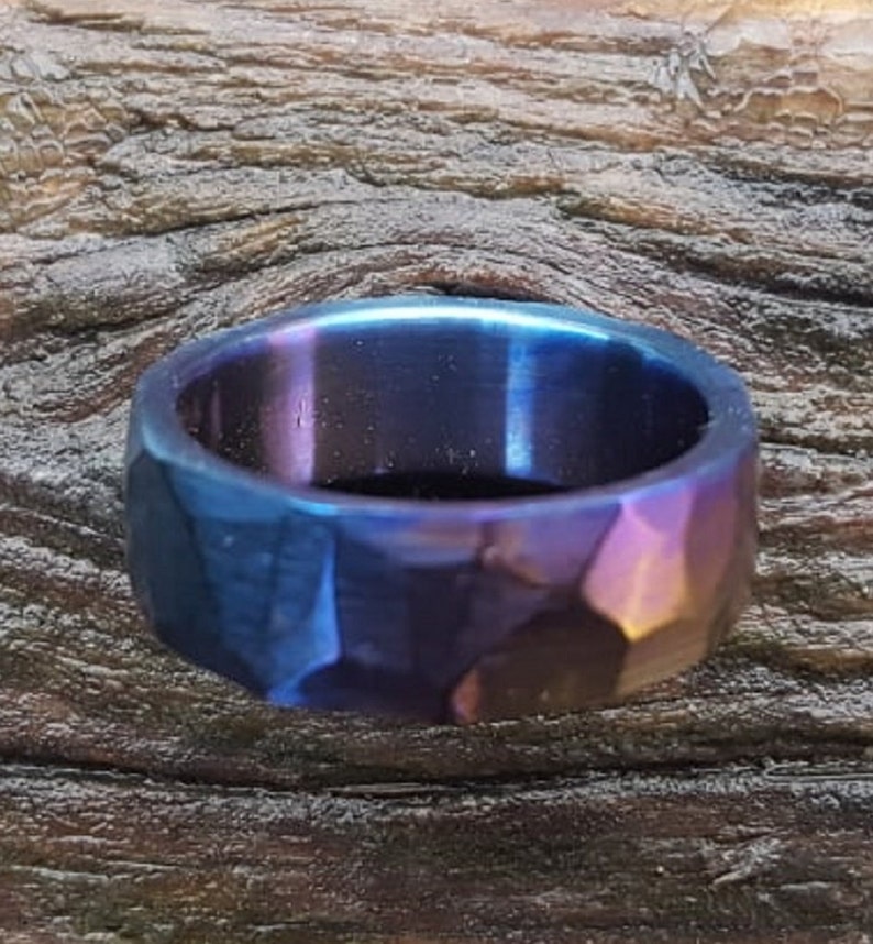 Pure Titanium Ring Faceted Finish obsidian Style | Etsy