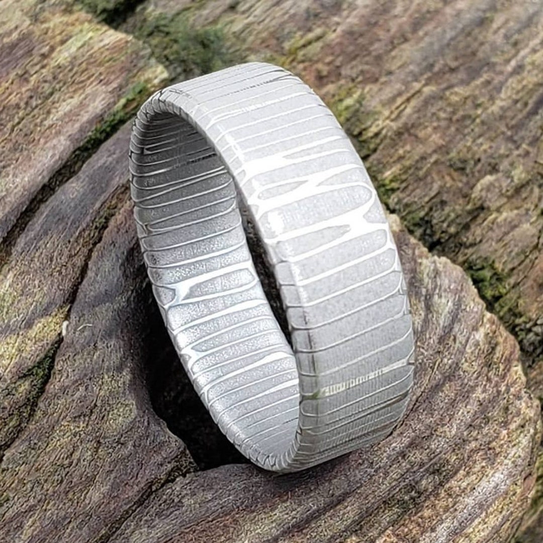 Damascus Ring|spirograph Pattern|wedding Ring|engagement Ring|stainless ...