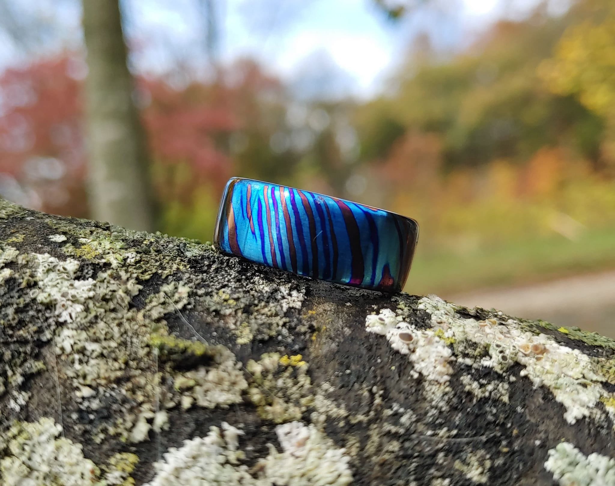 Mosaic Pattern Pure Titanium Damascus RingViking | Etsy