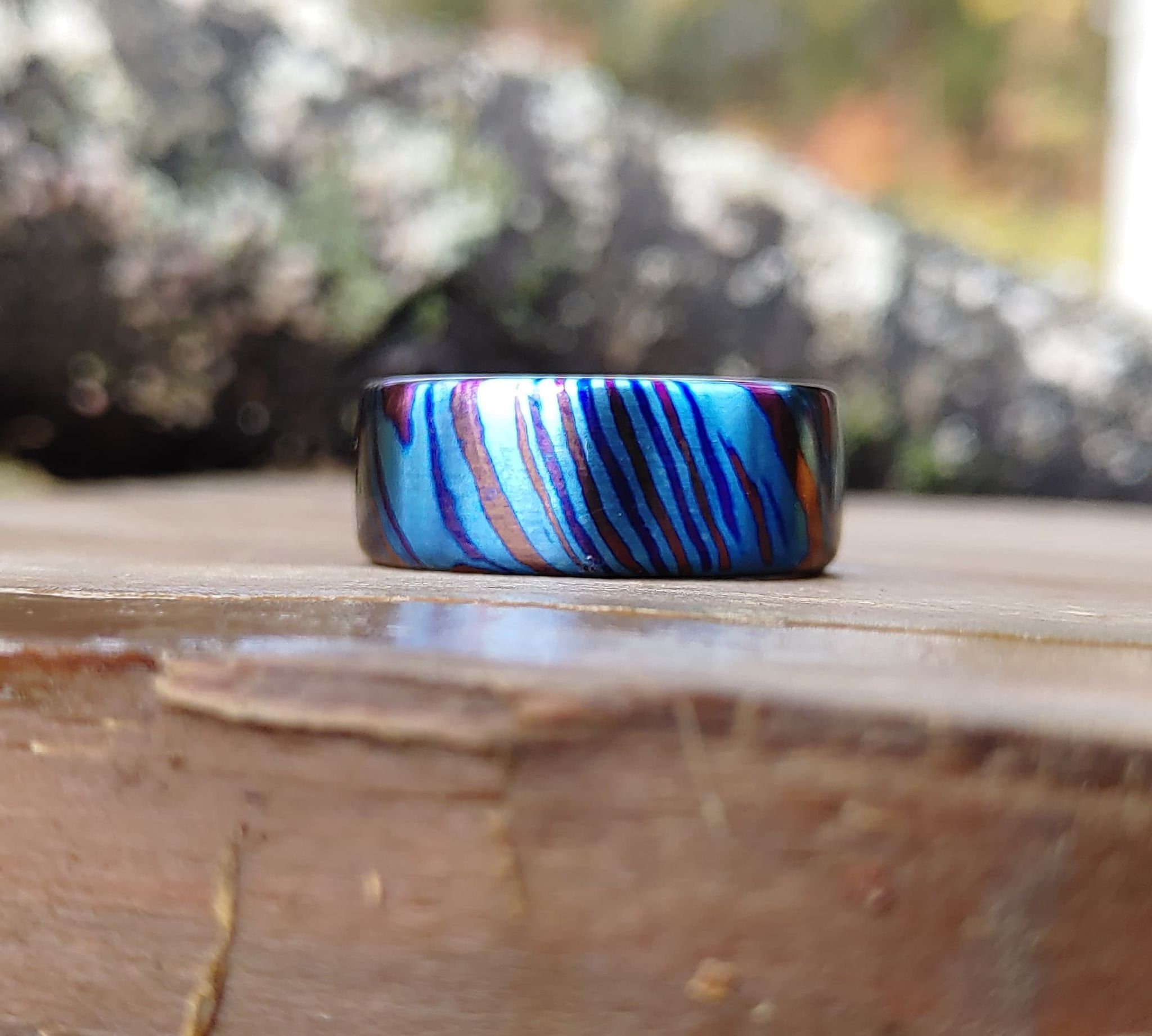 Mosaic Pattern Pure Titanium Damascus RingViking | Etsy