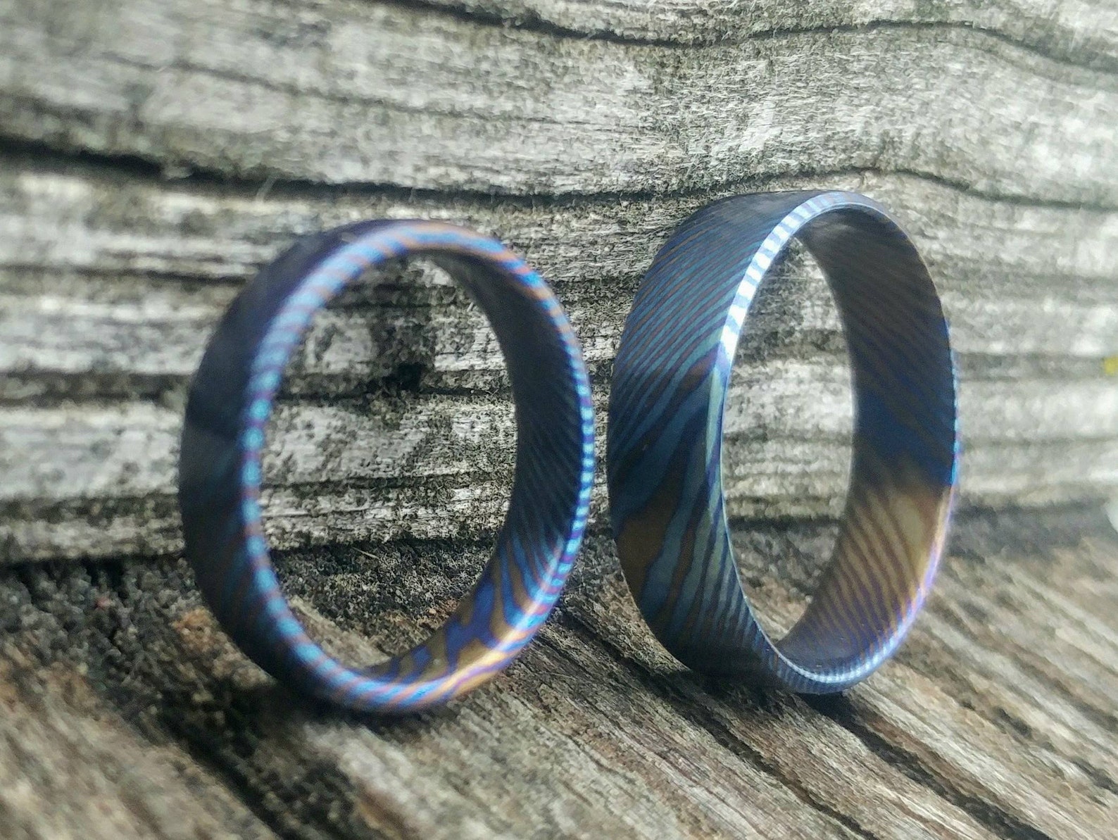 Timascus Wedding Ring Set His and Hers|fire Finish|viking Ring Set ...