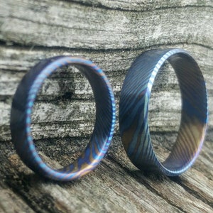 Timascus Wedding Ring Set His and Hers|fire Finish|viking Ring Set ...